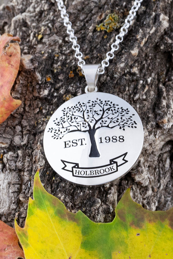 Family Tree Necklace - Round Domed Necklace - Custom family necklace ...